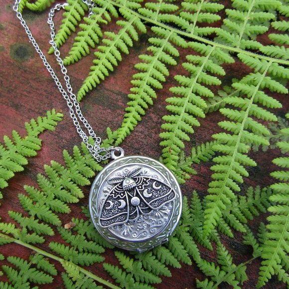 Jewelry | Phases Of The Moon Lunar Witch Moth Photo Locket Necklace ...